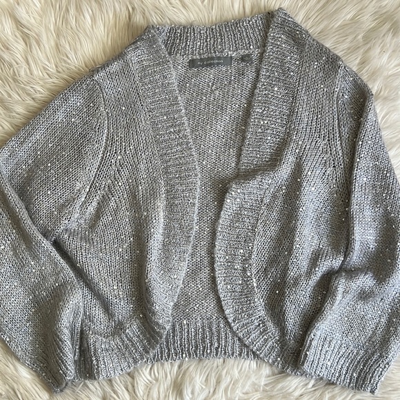 NY Collection | Sweaters | Ny Collection Large Sequin Grey Cardigan ...